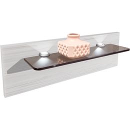 Aufsatzpaneel Wiemann "Bern", grau (polarl&auml;rche dekor), B:50cm H:20cm T:12cm, Holzwerkstoff, Sicherheitsglas ESG, M&ouml;belaufs&auml;tze, wahlweise mit LED-Beleuchtung
