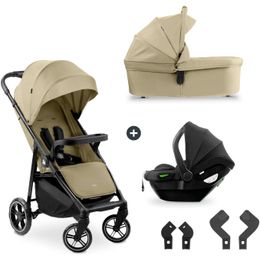 Kinder-Buggy hauck "Shop N Care Trio Set" grün (olive) Baby Kinderwagen inkl. Babyschale, Babywanne und Adapter