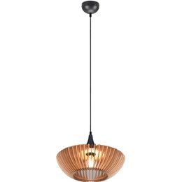 Pendelleuchte Trio LEUCHTEN "Colino" Lampen Gr. Ø 40,0cm H: 150,0cm, grau (anthrazit) Hängelampe mit Holzschirm Ø40cm höhenverstellbar bis 150cm, exkl 1xE27