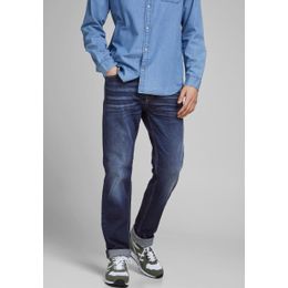 Jack & Jones Regular-fit-Jeans JACK & JONES "JJICLARK JJORIGINAL JOS LID NOOS" Gr. 28, Länge 32, blau (denim, blue) Herren Jeans