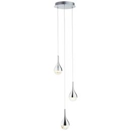 Pendelleuchte Brilliant "Frizzante" Lampen Gr. Ø 26 cm Höhe: 143,5 cm, grau (chrom) LED Hängelampe 3flg chrom easyDim