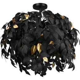 Deckenleuchte Trio LEUCHTEN "Leavy" Lampen Gr. Ø 70,0 cm Höhe: 73,0 cm, schwarz (schwarz matt) Deko Deckenlampe Blatt Design schwarz-gold, exkl 3xE14 max 28W, Ø 70cm