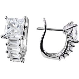 Paar Creolen Firetti "Schmuck Geschenk Silber 925 Ohrschmuck Ohrringe" Ohrringe Gr. Silber 925 (Sterlingsilber), silberfarben (silberfarben, kristallweiß, kristallweiß) Damen mit Zirkonia (synth.)