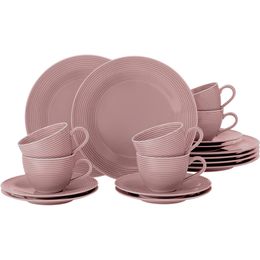 Kaffeeservice Seltmann Weiden "Geschirr-Set, 18 Teile, Beat" Geschirr-Sets Gr. 18 tlg., rosa mit Relief, Made in Germany