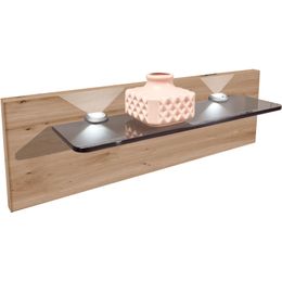 Aufsatzpaneel Wiemann "Bern", braun (eiche, s&auml;gerau dekor), B:50cm H:20cm T:12cm, Holzwerkstoff, Sicherheitsglas ESG, M&ouml;belaufs&auml;tze, wahlweise mit LED-Beleuchtung