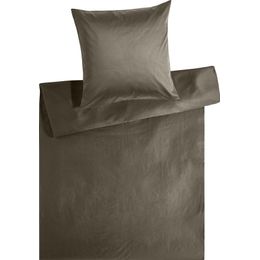 Bettwäsche kneer "Edel-Satin Uni in 135x200, 155x220 oder 200x200 cm" Gr. B/L: 155cm x 220cm, , Satin, B/L: 80cm x 80cm, braun (toffee) Bettwäsche aus Baumwolle in Satin-Qualität, unifarbene