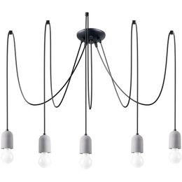 Kronleuchter SOLLUX LIGHTING "NESO" Lampen Gr. H: 190cm, grau (grauschwarz) Pendelleuchte Verteiltes Licht