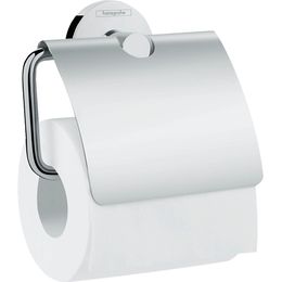 Toilettenpapierhalter Hansgrohe "Logis Universal", silber (chrom), B:13,8cm H:12cm L:10,2cm, Metall, Toilettenpapierhalter, mit Deckel, chrom