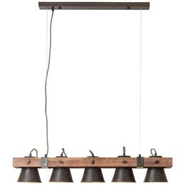 Pendelleuchte Brilliant "Plow" Lampen Gr. H: 115cm, schwarz (schwarz stahl, holz) Hängelampe 5flg, schwenkbar, stahlholz