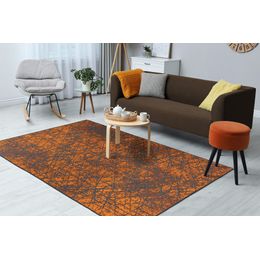 Teppich Kayoom "Kalea 225" Teppiche Gr. B: 120 cm 1 St., 8 mm, L: 170 cm, orange Flachgewebeteppich mit Relief-Design, Used-Look, moderne Farben