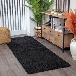 Hochflor-Läufer SURYA "BORACAY" Teppiche Gr. B: 80 cm 1 St., 37 mm, L: 220 cm, schwarz