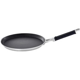 Rösle Crêpepfanne RÖSLE "SILENCE PRO", silber (silberfarben, schwarz), B:29,5cm H:10cm L:51,5cm Ø:28cm, Pfannen, Premium-Antihaftversiegelung, spülmaschinengeeignet, Ø 28cm, Induktion