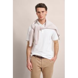 Poloshirt Bugatti Gr. L, weiß Herren Shirts mit Kontraststreifen