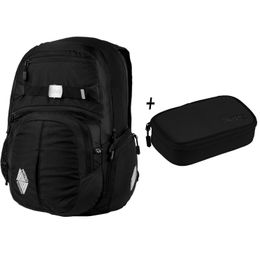 Schulrucksack Nitro "Hero" Gr. B/H/T: 38cm x 52cm x 23cm, schwarz (true black) Kinder Rucksäcke Alltagsrucksack, Freizeit, Schule, Arbeit und Reise, Federmäppchen