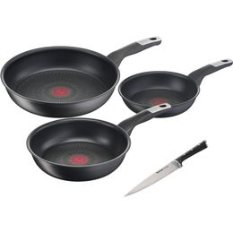 Pfannen-Set Tefal "Unlimited Ice Force", schwarz, B:39cm H:19,5cm L:59cm Ø:28cm, Pfannen, kratzfeste Antihaftversiegelung, Thermo-Signal, inkl. Kochmesser