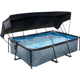 Framepool EXIT Schwimmbecken Gr. B/H/L: Breite 150cm x Höhe 65cm x Länge 220cm, 1800 l, grau BxLxH: 150x220x65 cm, mit Filterpumpe und Sonnensegel