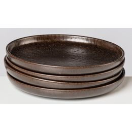 Dessertteller GIPFELSTÜCK "Glockenklang" Speiseteller Gr. 22cm, braun (bronze) Scandi-Style, glänzende Reaktivglasur, jedes Stück ein Unikat