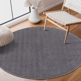 Teppich Carpet City "Friseé-Teppich FANCY805" Teppiche Gr. Ø 160 cm 1 St., 12 mm, grau Kurzflor, Einfarbig, 3D-Optik, Zickzack Look