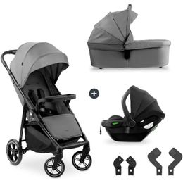 Kinder-Buggy hauck "Shop N Care Trio Set" grau Baby Kinderwagen inkl. Babyschale, Babywanne und Adapter