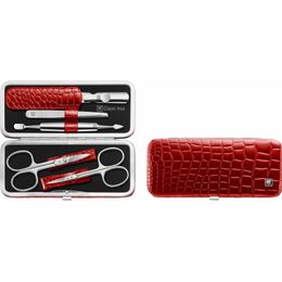 Maniküre-Etui Zwilling Nageletuis Gr. B/H: 65mm x 150mm 5 tlg., rot Kroko-Lack