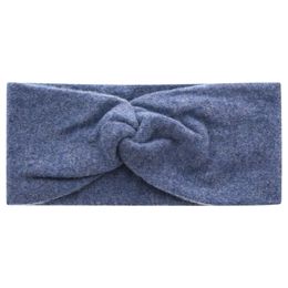 Stirnband Zwillingsherz blau (jeans) Damen Mützen Knoten vorn, Cashmere, Feinstrick