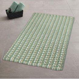 Badematte Kleine Wolke "Loop" Badematten Gr. rechteckig (70cm x 120cm), Polyester-Baumwolle, grün (maledivia) Badteppich, weiche Chenillequalität, gestreift, handgewebt