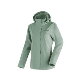 Outdoorjacke Maier Sports "Metor rec W", Damen, Gr. 42, grün (seegrün), 100% Polyester, Jacken, Damen Regenjacke wasserdicht mit Kapuze, 2 Taschen außen, Innentasche