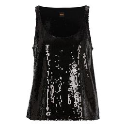 Klassische Bluse BOSS Orange "C_Illettes" Gr. 38, schwarz (schwarz 001), Damen, Web, Obermaterial: 90% Polyester, 10% Elasthan, unifarben, Blusen, mit Pailletten