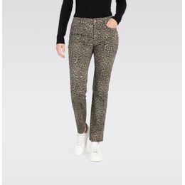 5-Pocket-Hose MAC "DREAM-LEO", Damen, Gr. 40, Länge 30, braun (light shadow leo), Web, Obermaterial: 88% Baumwolle, 8% Elastomultiester, 4% Elasthan, animal-print, casual, slim fit lang, Hosen, Slim fit in hochelastischer Qualität