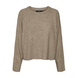 Véro Moda Rundhalspullover VERO MODA "VMJUPITER LS O-NECK PULLOVER BF" Gr. XS (34), braun (silver mink detail:with melange) Damen Pullover