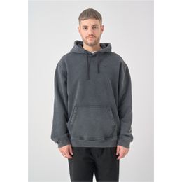 Kapuzensweatshirt Cleptomanicx "Boxy Hooded Ligull Washed" Gr. L, grau (dunkelgrau), Herren, 100% Baumwolle, bestickt, Sweatshirts, im lockeren Schnitt