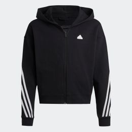 Kapuzensweatshirt adidas Sportswear "G FI 3S FZ" Gr. 128, schwarz-weiß (black / white) Kinder Sweatshirts