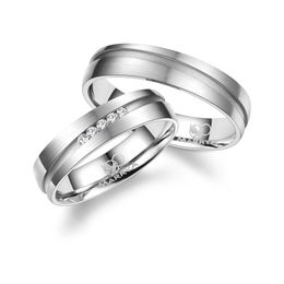 Partnerring MARRYA "Edelstahl Ringe Trauringe Eheringe Partnerringe" Fingerringe Gr. 48, Edelstahl, silberfarben (damen ring, silber) Damen