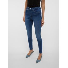 Véro Moda Skinny-fit-Jeans VERO MODA "VMSOPHIA HR SKINNY JEANS RI389 GA NOOS", Damen, Gr. M (38), Länge 32, blau (medium blau denim), Denim/Jeans, Obermaterial: 92% Baumwolle, 6% Elastomultiester, 2% Elasthan, unifarben, modisch, Jeans