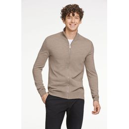 Strickjacke LINDBERGH Gr. M, beige (dk sand) Herren Strickjacken mit Stehkragen