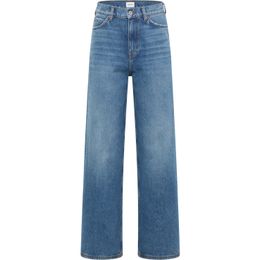 Weite Jeans Mustang "Style Luise Wide", Damen, Gr. 32, Länge 30, 585 mittelblau, Denim/Jeans, 100% Baumwolle, weit, Jeans