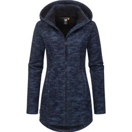 Longstrickjacke Ragwear "Leysha Melange" Gr. 5XL (50), blau (navy) Damen Strickjacken Sportliche Kapuzenjacke in melierter Strick-Optik