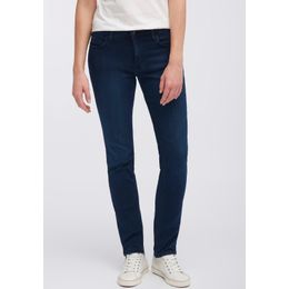 Straight-Jeans Mustang "Rebecca", Damen, Gr. 28, Länge 32, blau (old stone used), Obermaterial: 65% Baumwolle, 31% Polyester, 4% Elasthan, casual, Jeans