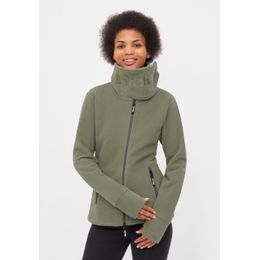 Fleecejacke Bench. "FUNNEL", Damen, Gr. 38, grün (khaki), Fleece, Obermaterial: 100% Polyester, unifarben, modisch, figurbetont, Langarm mit Daumenlöchern, Jacken