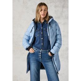 Steppmantel Cecil, Damen, Gr. M (40), blau (crystal blau), Stoff, 100% Polyester, unifarben, casual, normal hüftbedeckend, ohne Ausschnitt, Langarm Bündchen, Mäntel, mit Kapuze