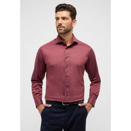 Langarmhemd Eterna "MODERN FIT", Herren, Gr. 44, Normalgrößen, rot (purpur), Twill, 100% cotton, tailliert, Langarm Manschette, Hemden