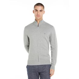 Cardigan Tommy Hilfiger "PIMA ORG CTN CASHMERE ZIP THRU" Gr. L, grau (light grey heather) Herren Strickjacken