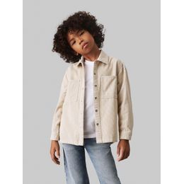 Langarmhemd Calvin Klein Jeans "Corduroy Straight Overshirt" Gr. 6 (116), N-Gr, beige (pelican) Jungen Hemden für Kinder bis 16 Jahre und mit Logopatch