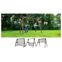 Gartenschaukel 4-in-1 - Braun, / Grau, Weiß / Weiß, Braun / Braun, Weiß - 254 x 207 x 160 cm - aus Hemlockholz