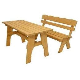 Holzgarnitur Trelleborg - Bank: 150 x 60 x 82 cm / Tisch: 150 x 72 x 74 cm - Farbe: Hellbraun