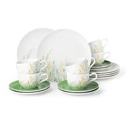 Kaffeeservice Seltmann Weiden "Geschirr-Set, 18 Teile, Liberty Meadow Grasses" Geschirr-Sets weiß (weiß, grün) mit Gräsermotiv, Made in Germany