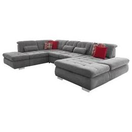 Ecksofa DIE PLANBAR "MP-IN17004 L-Form" Sofas Gr. B/H/T: 382cm x 84cm x 124cm, Luxus-Microfaser, Ottomane rechts, Bettfunktion-Sitztiefenverstellung, grau wahlweise mit Funktionen, Federkern-Polsterung