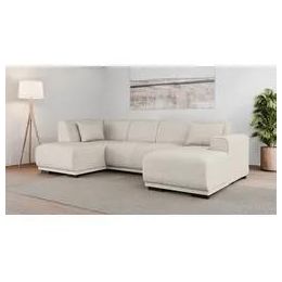 Wohnlandschaft Home Affaire "Wohnlandschaft Bornholm mit Recamiere rechts/links bestellbar" Sofas Gr. B/H/T: 300 cm x 85 cm x 162 cm, Struktur 1, Recamiere rechts, beige (creme) U-Form mit Wellenunterfederung, Maße BTH: 30016285 cm