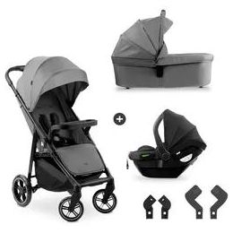 Kinder-Buggy hauck "Shop N Care Trio Set" grau Baby Kinderwagen inkl. Babyschale, Babywanne und Adapter