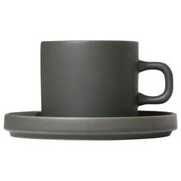 Tasse Blomus "PILAR" Trinkgefäße Gr. Ø 8cm x 7cm 200 ml, grau (dunkelgrau) Kaffeetasse Teetasse Trinkgefäße für Kaffee, 4-teilig